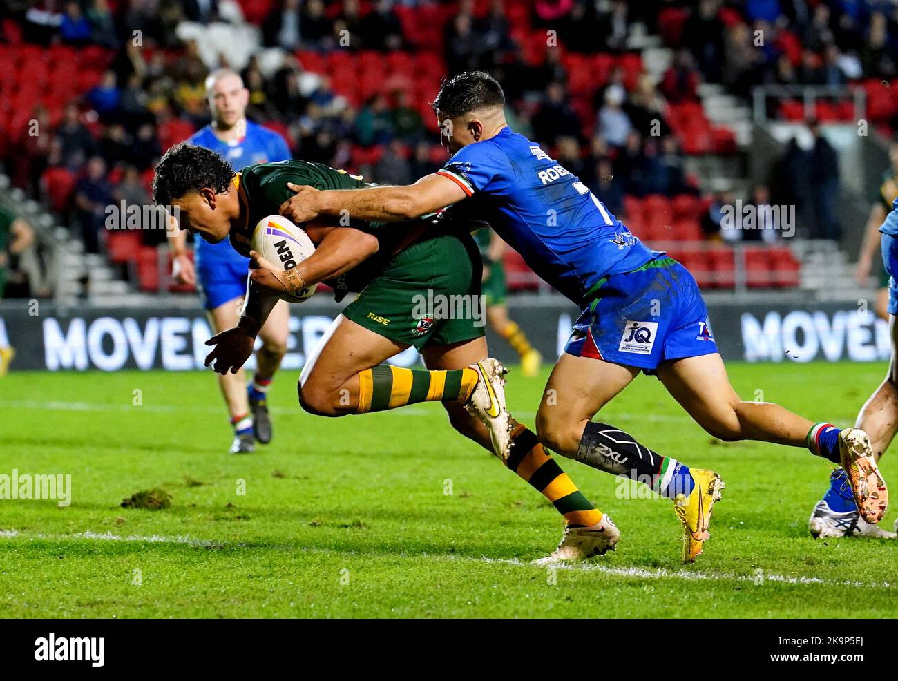 Australia's Latrell Mitchell scores his side's fifth try during the ...