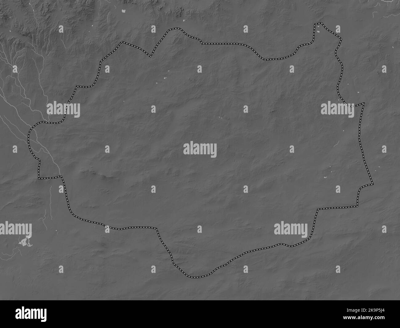 Dundgovi, province of Mongolia. Grayscale elevation map with lakes and ...