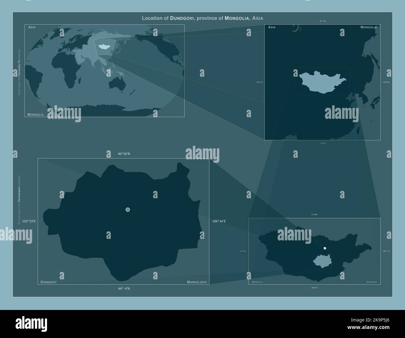 Dundgovi, province of Mongolia. Diagram showing the location of the ...