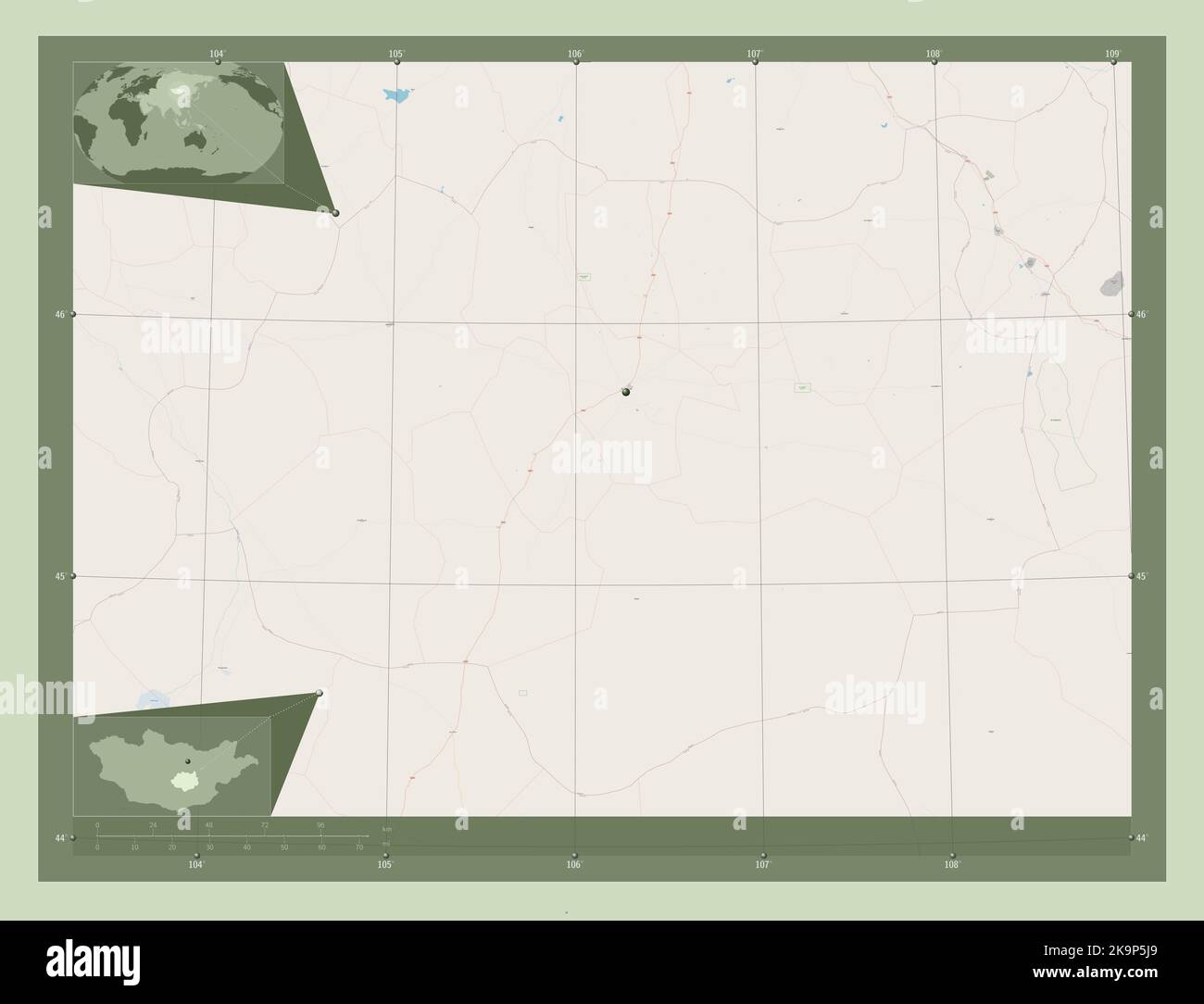 Dundgovi, province of Mongolia. Open Street Map. Locations of major ...