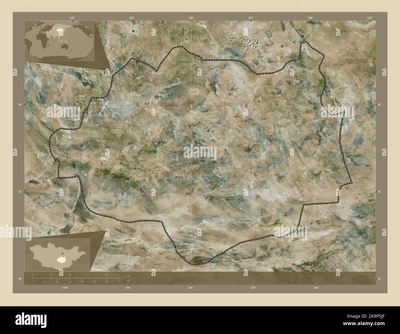 Dundgovi, province of Mongolia. High resolution satellite map ...