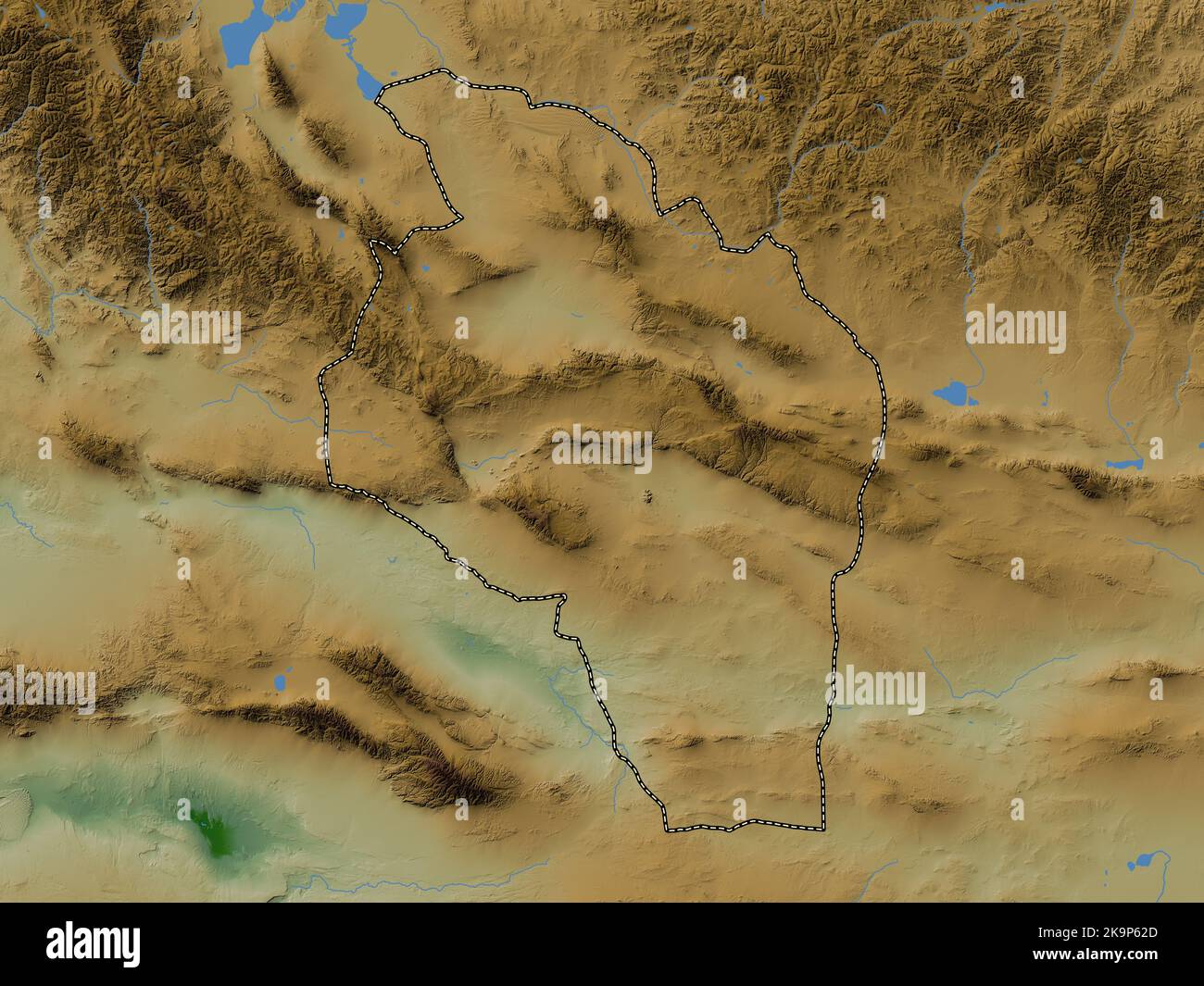 Govi-Altay, province of Mongolia. Colored elevation map with lakes and ...
