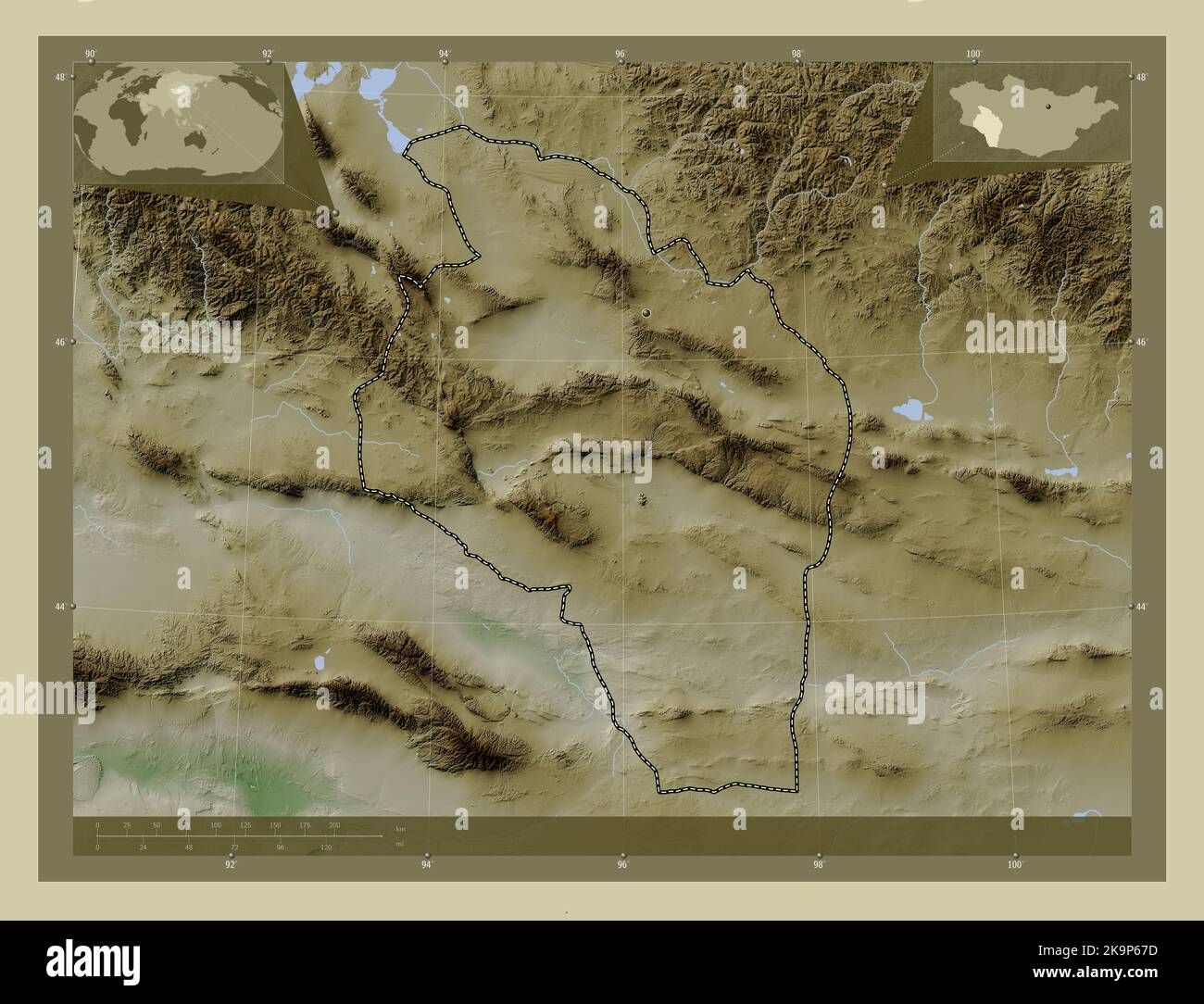 Govi-Altay, province of Mongolia. Elevation map colored in wiki style ...