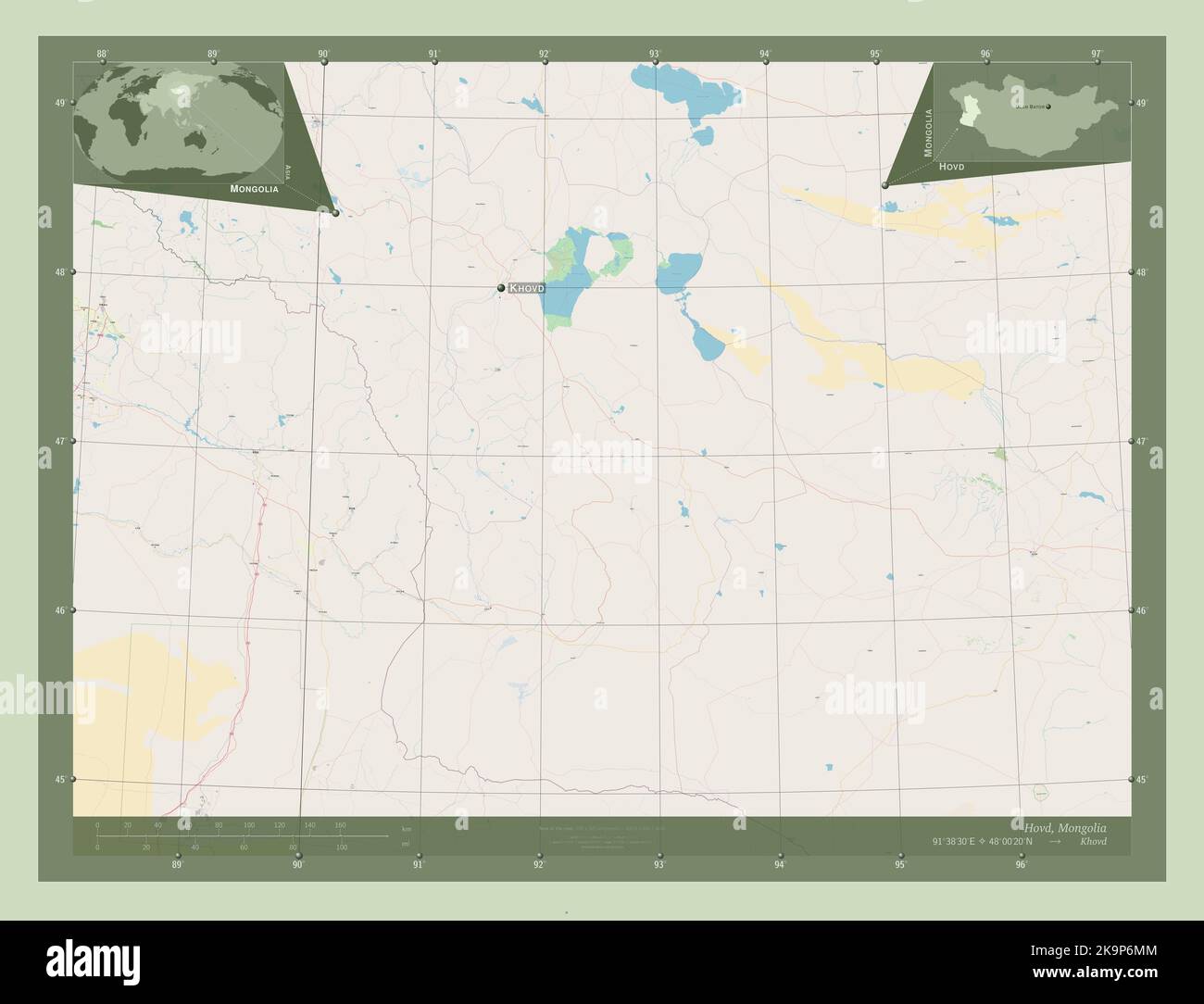 Hovd, province of Mongolia. Open Street Map. Locations and names of ...