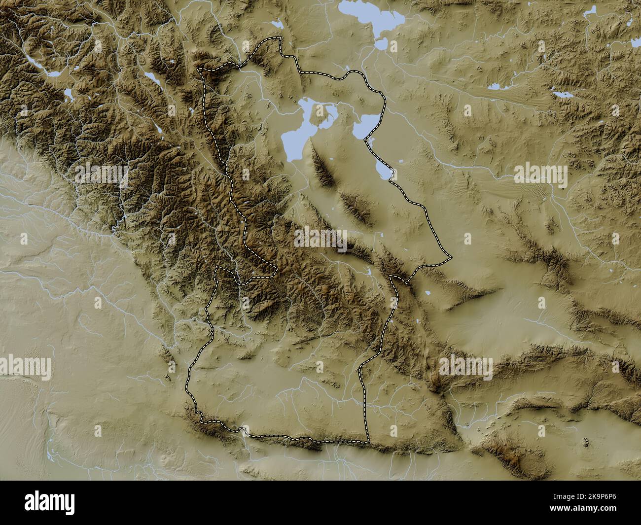 Hovd, province of Mongolia. Elevation map colored in wiki style with ...