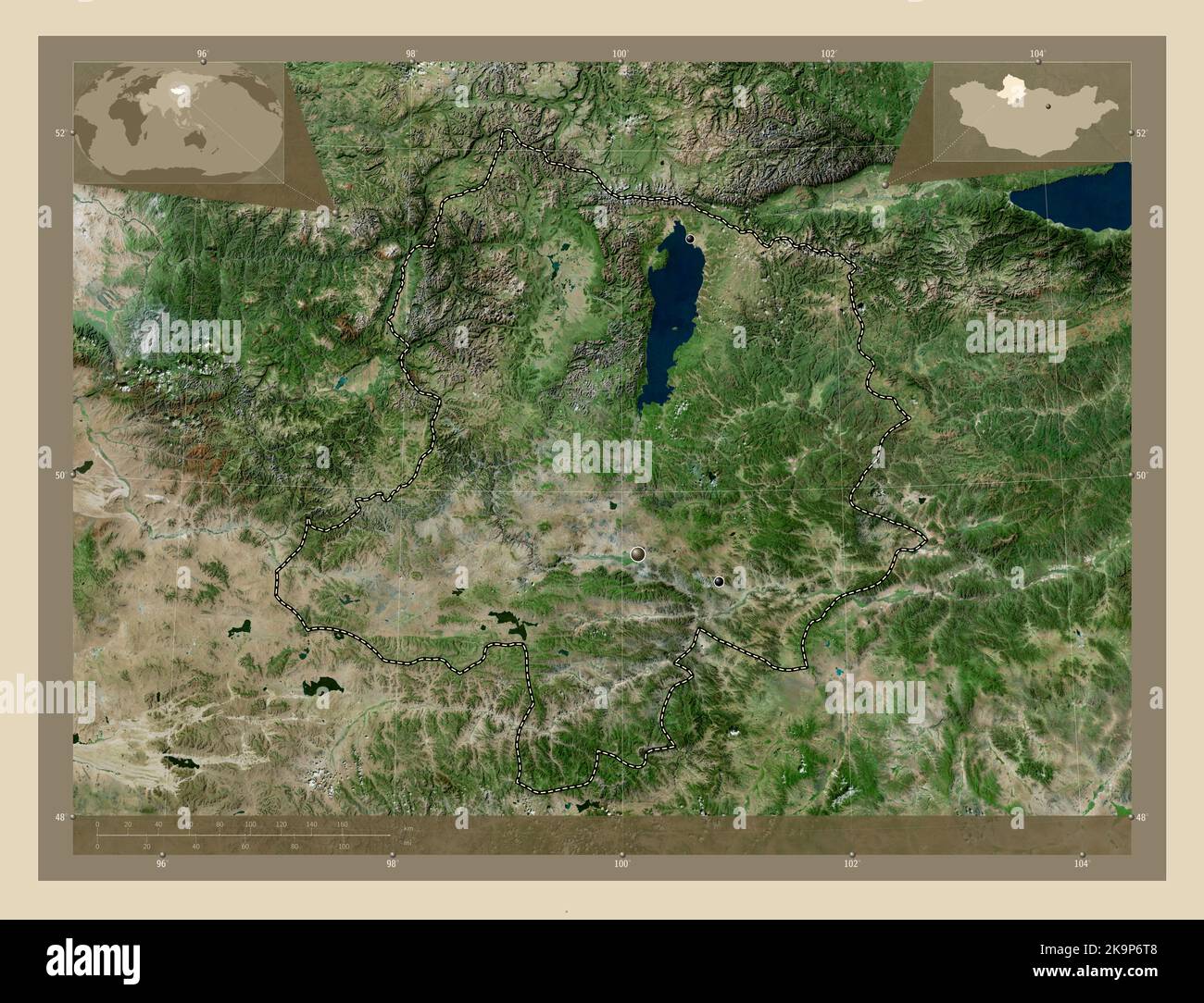 Hovsgol, province of Mongolia. High resolution satellite map. Locations ...