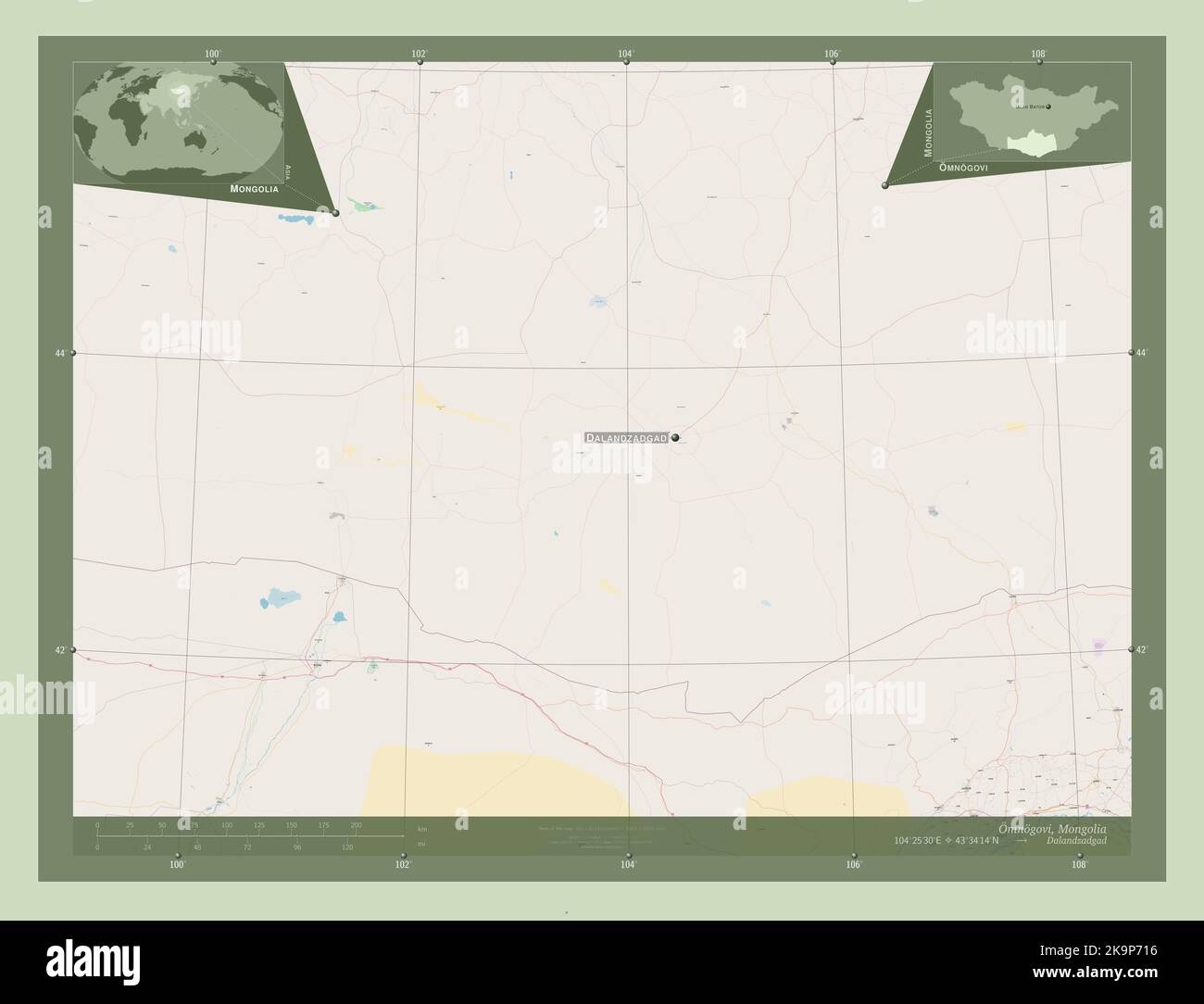 Omnogovi, province of Mongolia. Open Street Map. Locations and names of ...