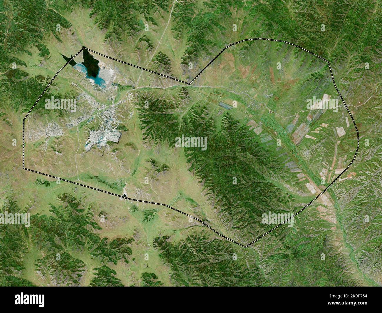Orhon, municipality of Mongolia. High resolution satellite map Stock ...