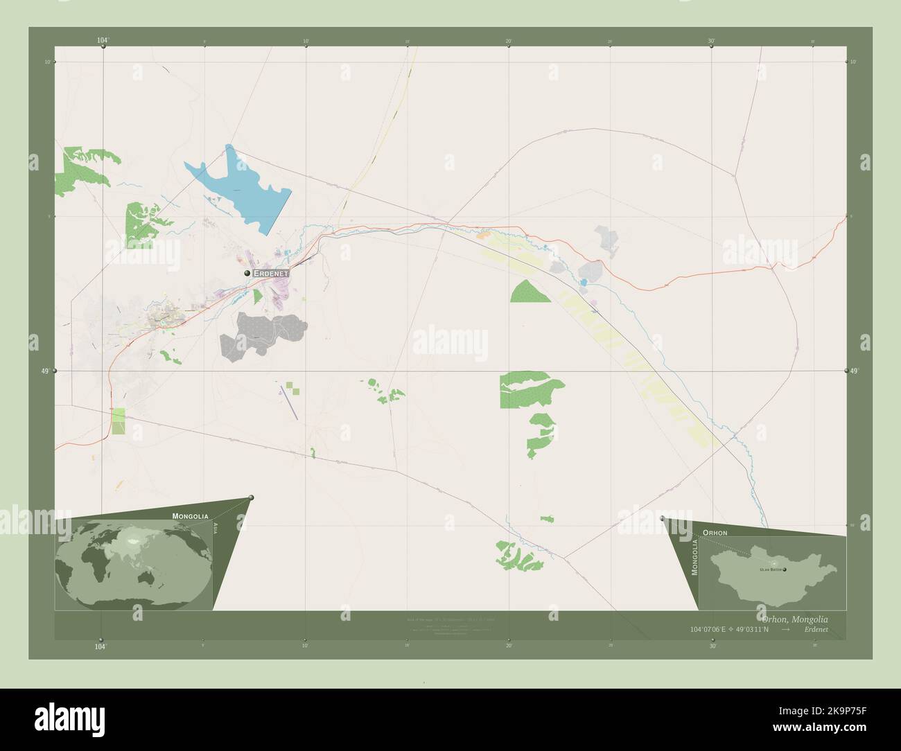 Orhon, municipality of Mongolia. Open Street Map. Locations and names ...