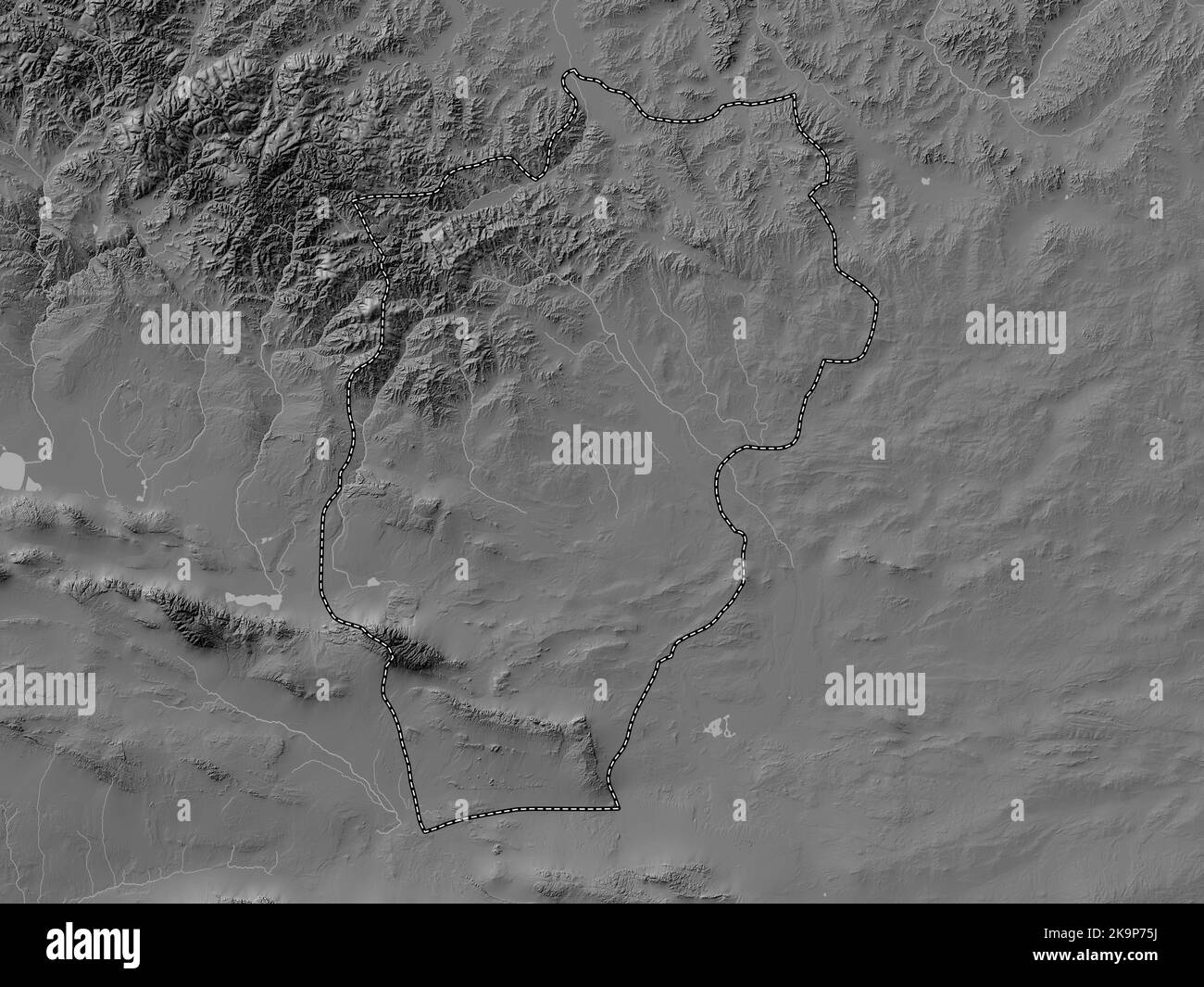 Ovorhangay, province of Mongolia. Bilevel elevation map with lakes and ...