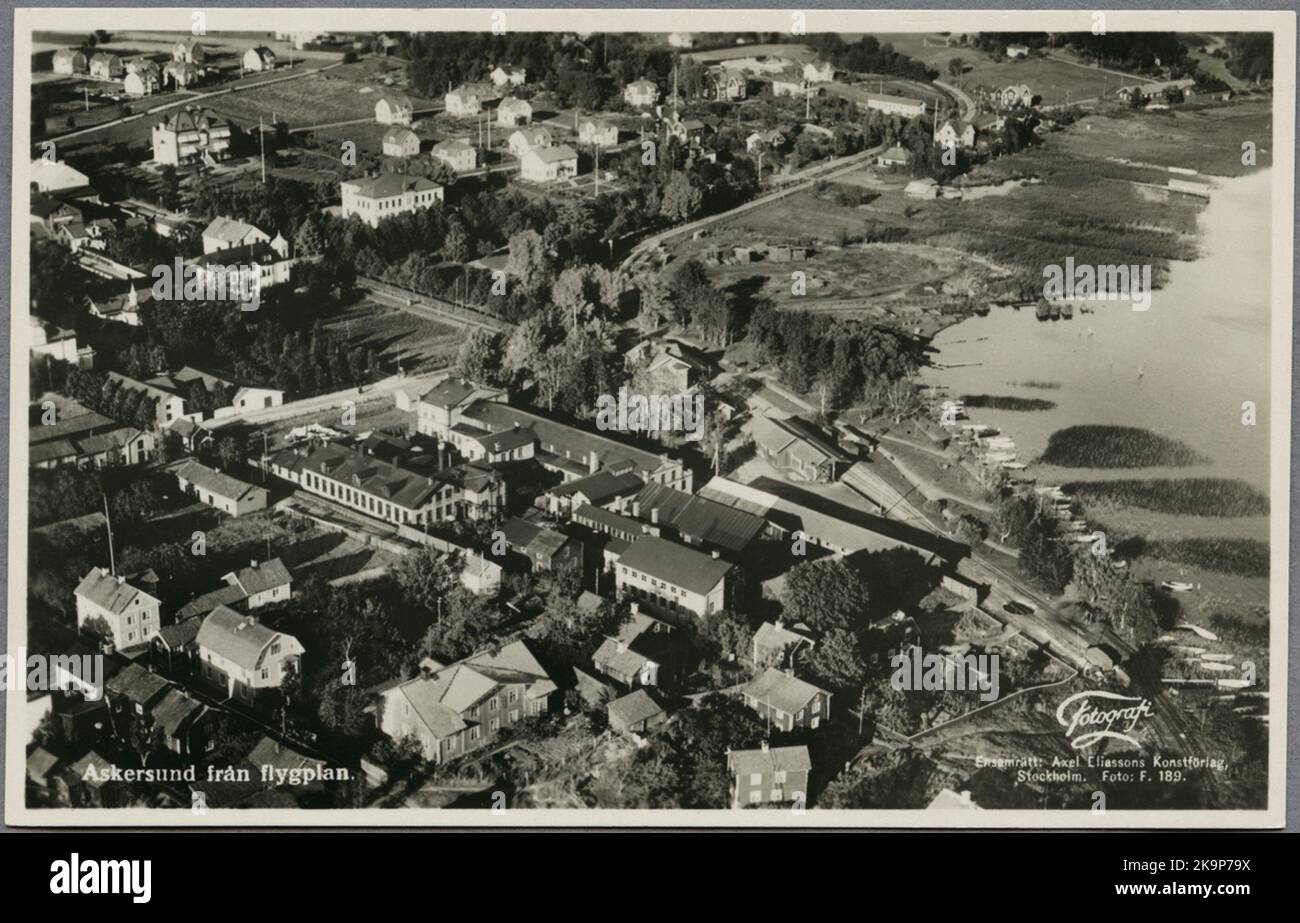 Aerial image over Askersund Stock Photo - Alamy