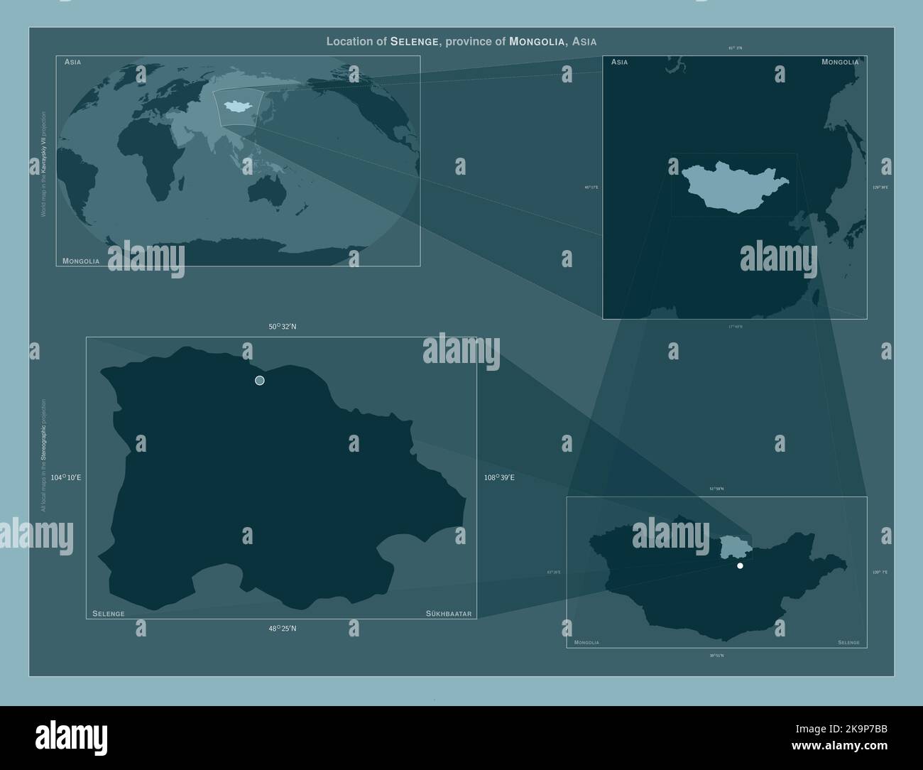 Selenge, province of Mongolia. Diagram showing the location of the ...