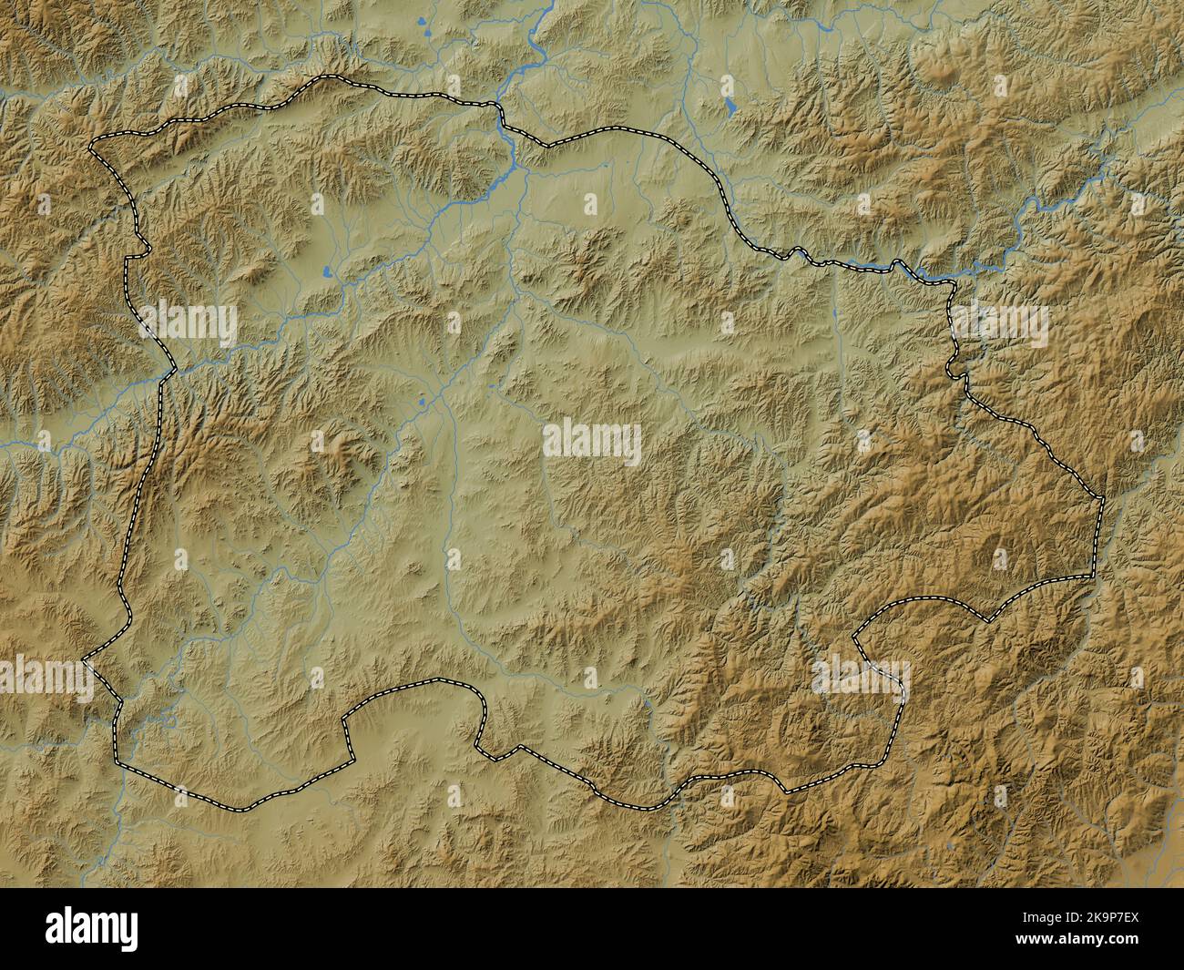 Selenge, province of Mongolia. Colored elevation map with lakes and ...