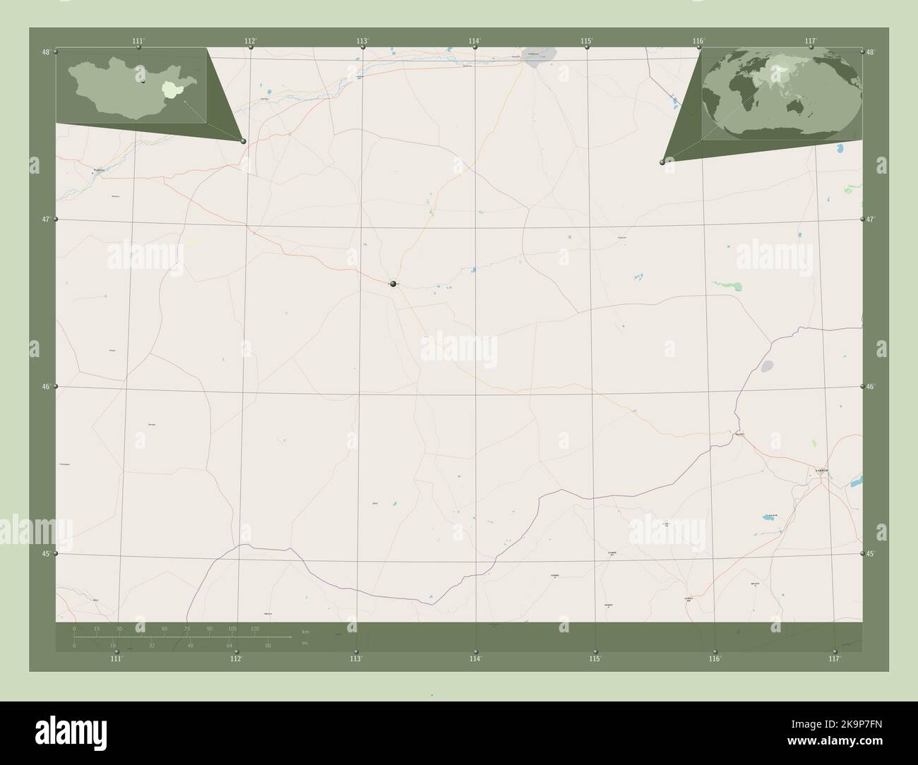 Suhbaatar, province of Mongolia. Open Street Map. Locations of major ...
