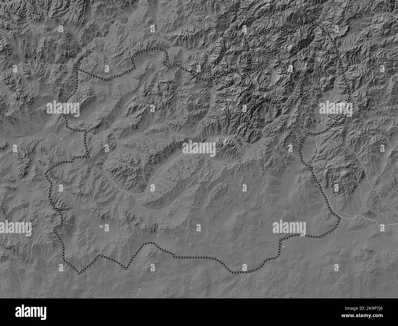Tov, province of Mongolia. Bilevel elevation map with lakes and rivers ...