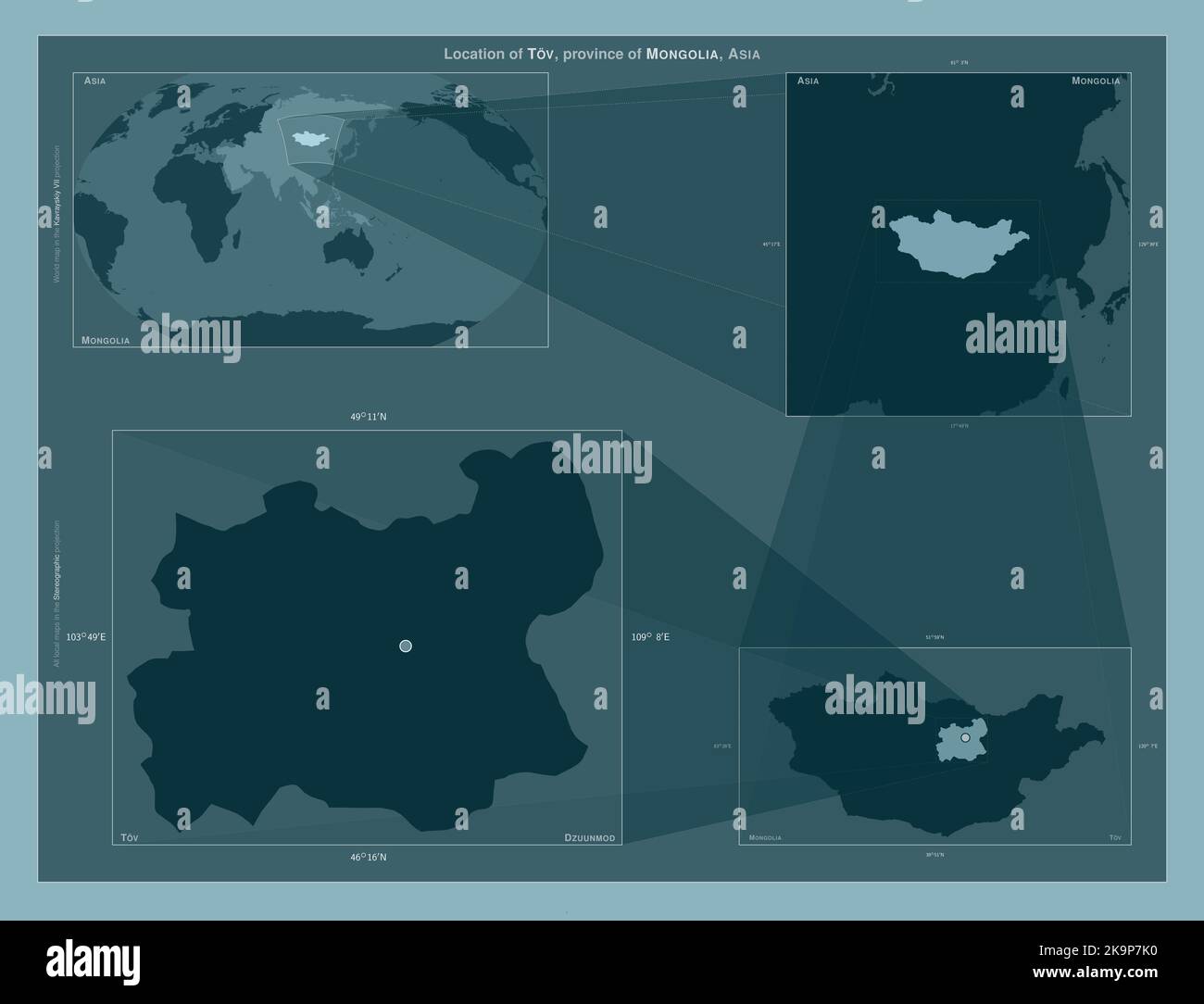 Tov, province of Mongolia. Diagram showing the location of the region ...