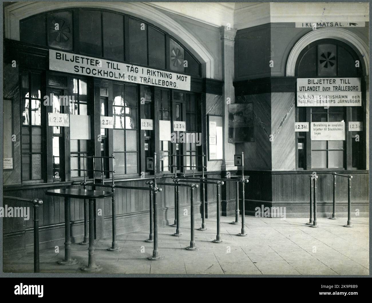 Malmö old station house, vestibul with ticket hatches Stock Photo - Alamy