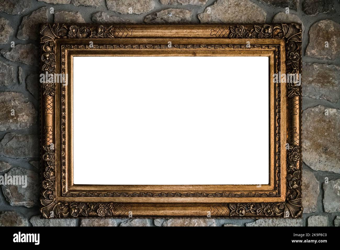 Empty vintage wooden frame or mirror. Clipping paths included Stock ...