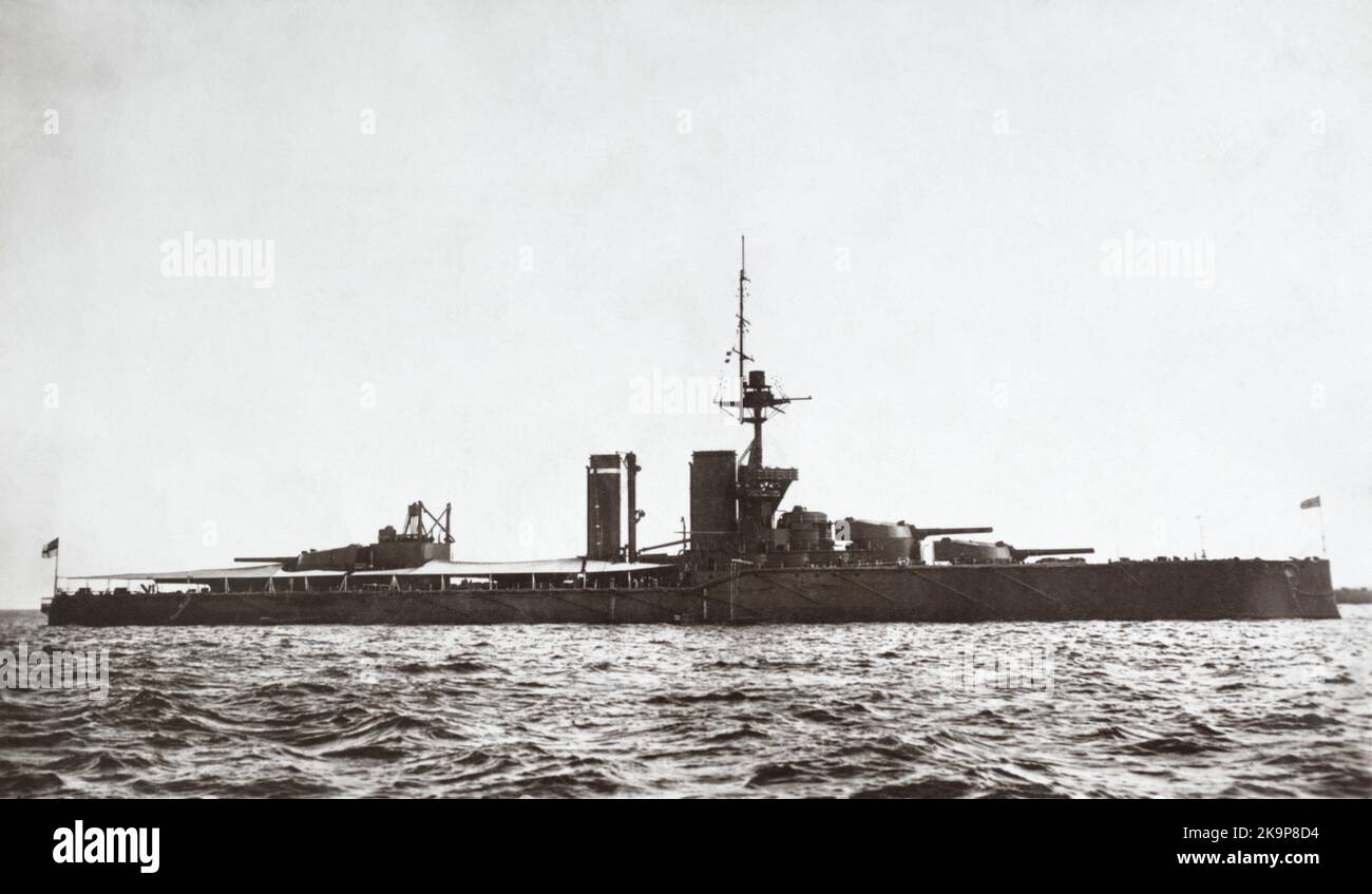 The First World War era battleship HMS Audacious. Completed in 1913 and ...