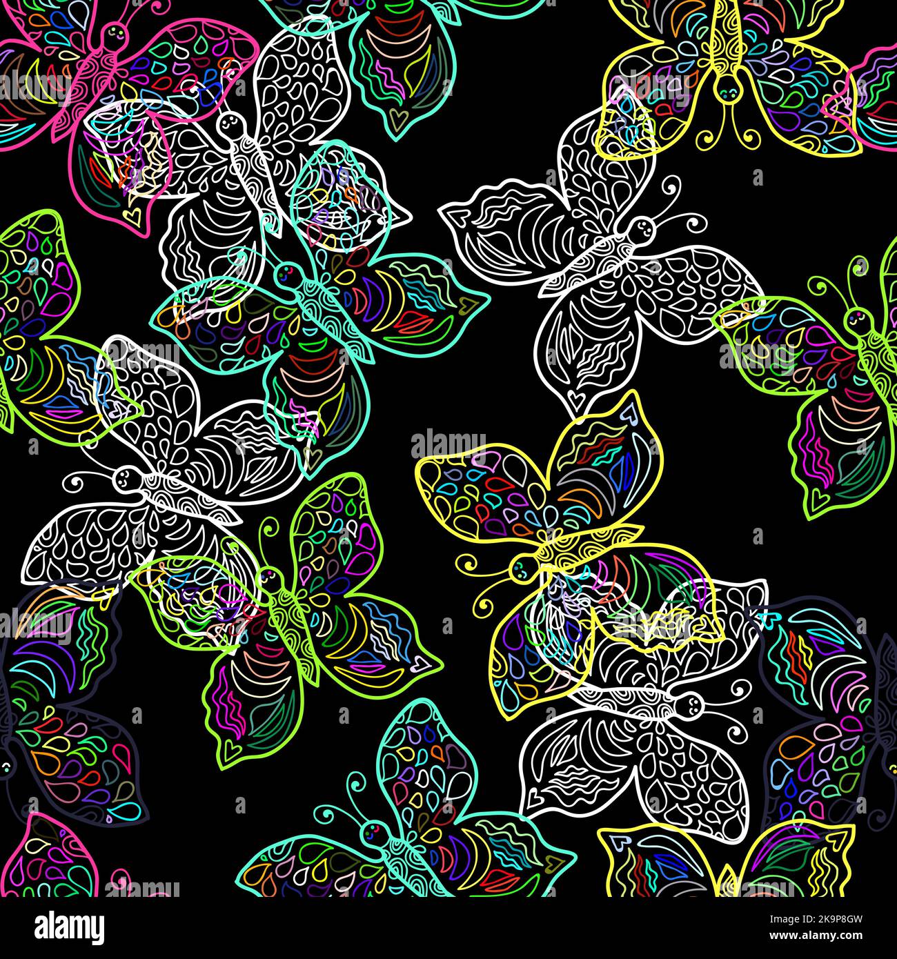 Seamless colorful bright butterflies pattern. Vector illustration Stock ...