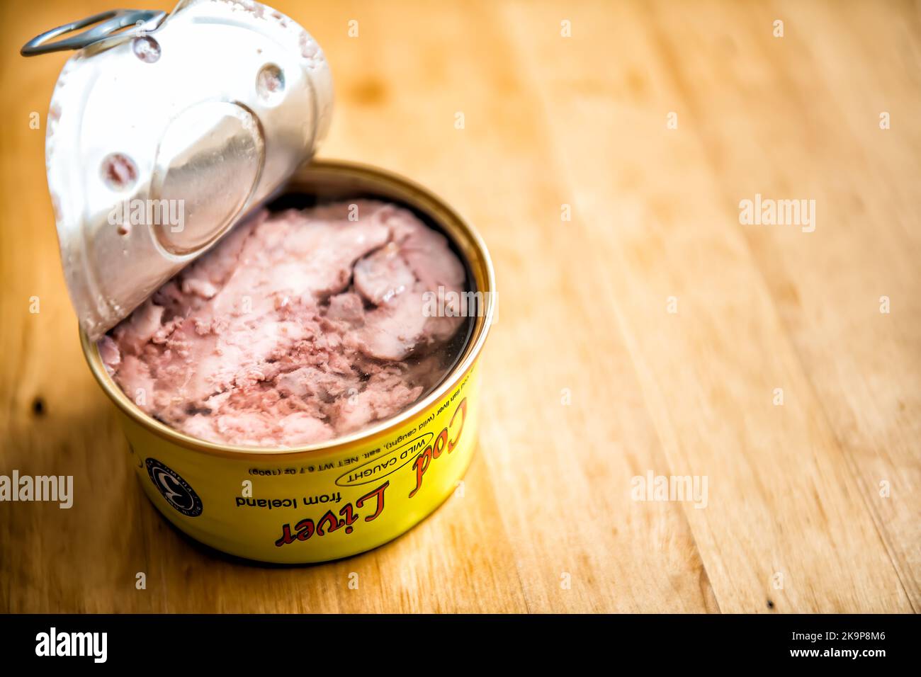 Herndon, USA - December 20, 2020: Storebought traditional canned cod ...