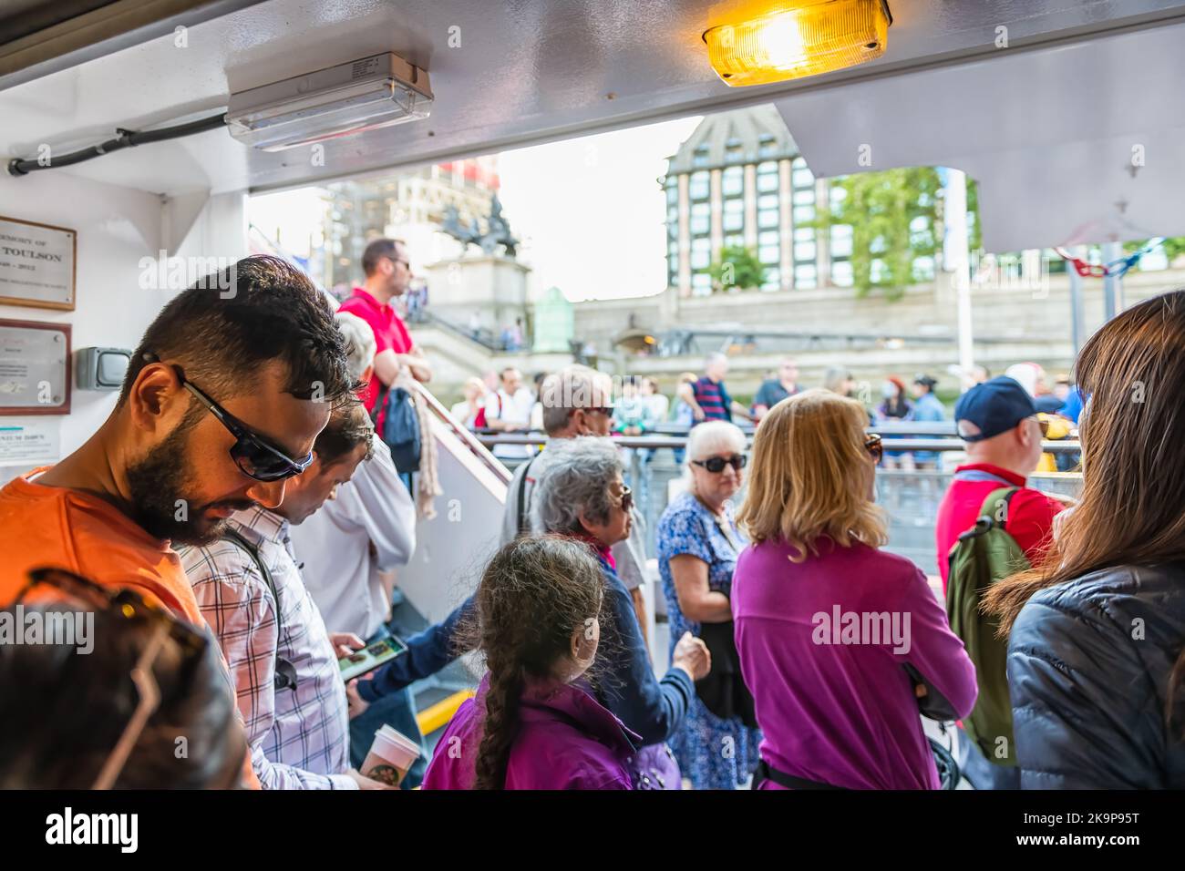 London, United Kingdom - June 22, 2018: Many people standing waiting in ...