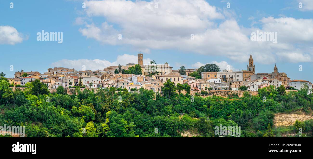 Panorama of the beautiful village of Atri on a hill in Abruzzo Stock ...