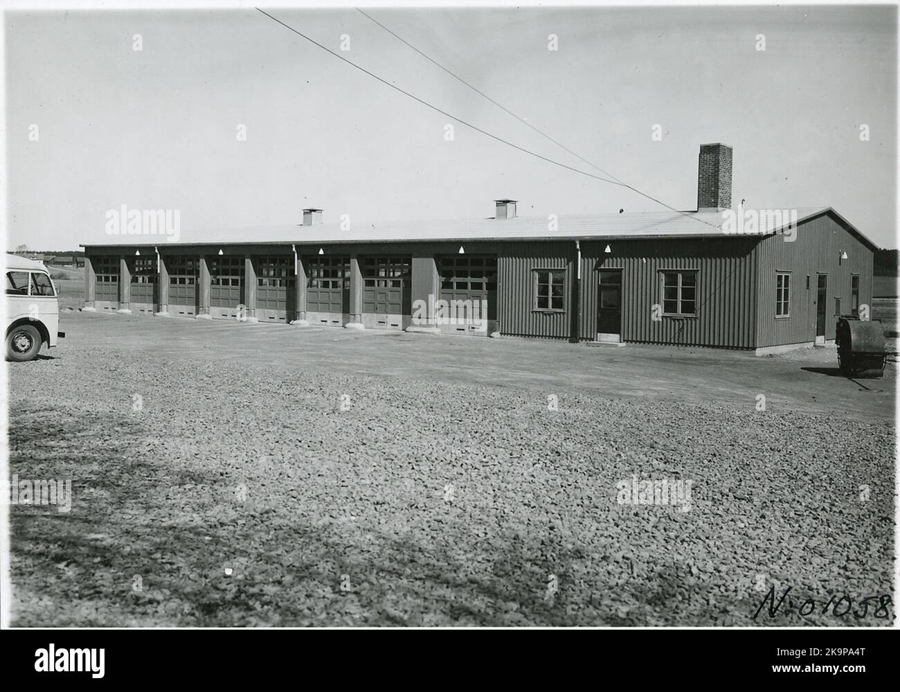 Garage building for buses in Kungälvs-Otterby Stock Photo - Alamy