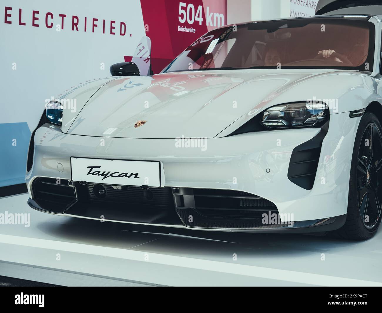 Vienna, Austria - June 2022: Close up detail with the new Porsche ...