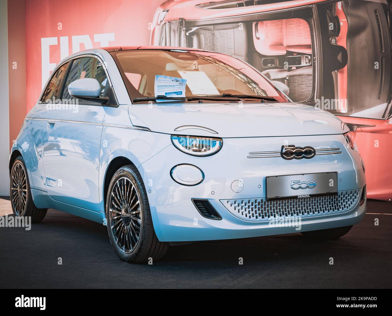 Vienna, Austria - June 2022: Close up detail with the new Fiat 200 ...