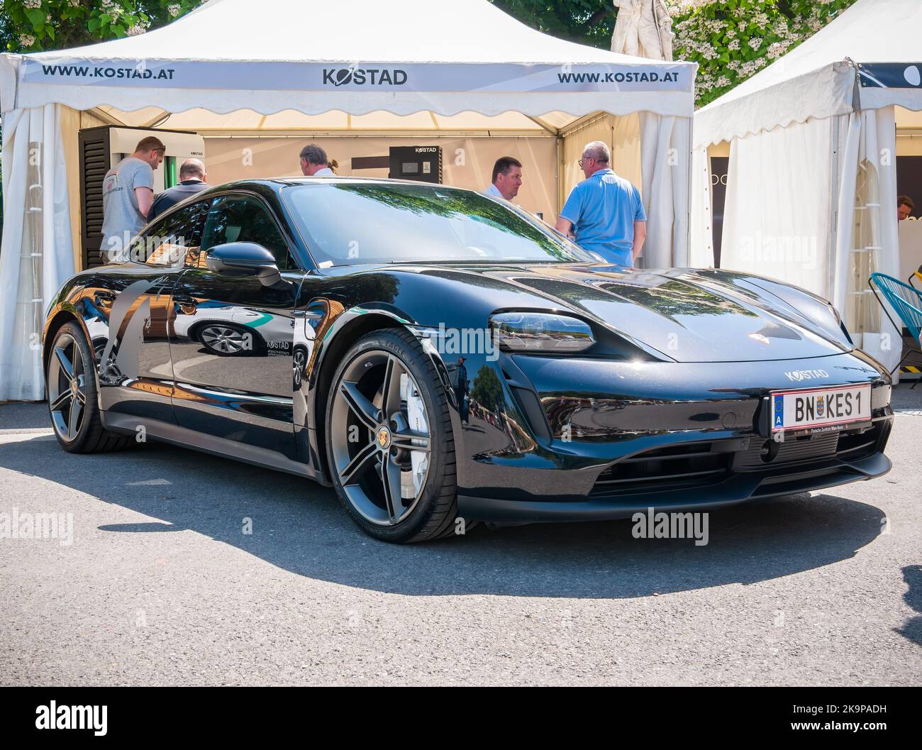 Vienna, Austria - June 2022: Close up detail with the new Porsche ...