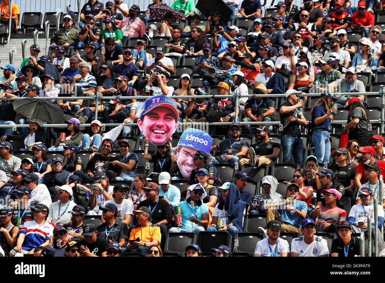 Circuit atmosphere - fans in the grandstand with Fernando Alonso (ESP ...