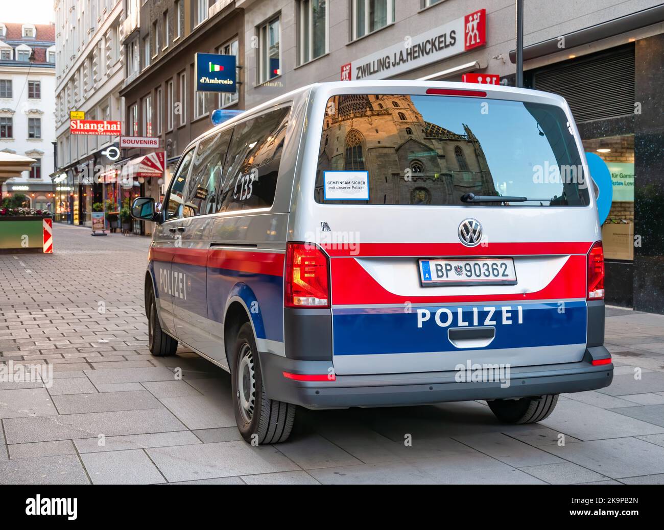Vienna, Austria - June 2022: Police car and officer patrolling in the ...