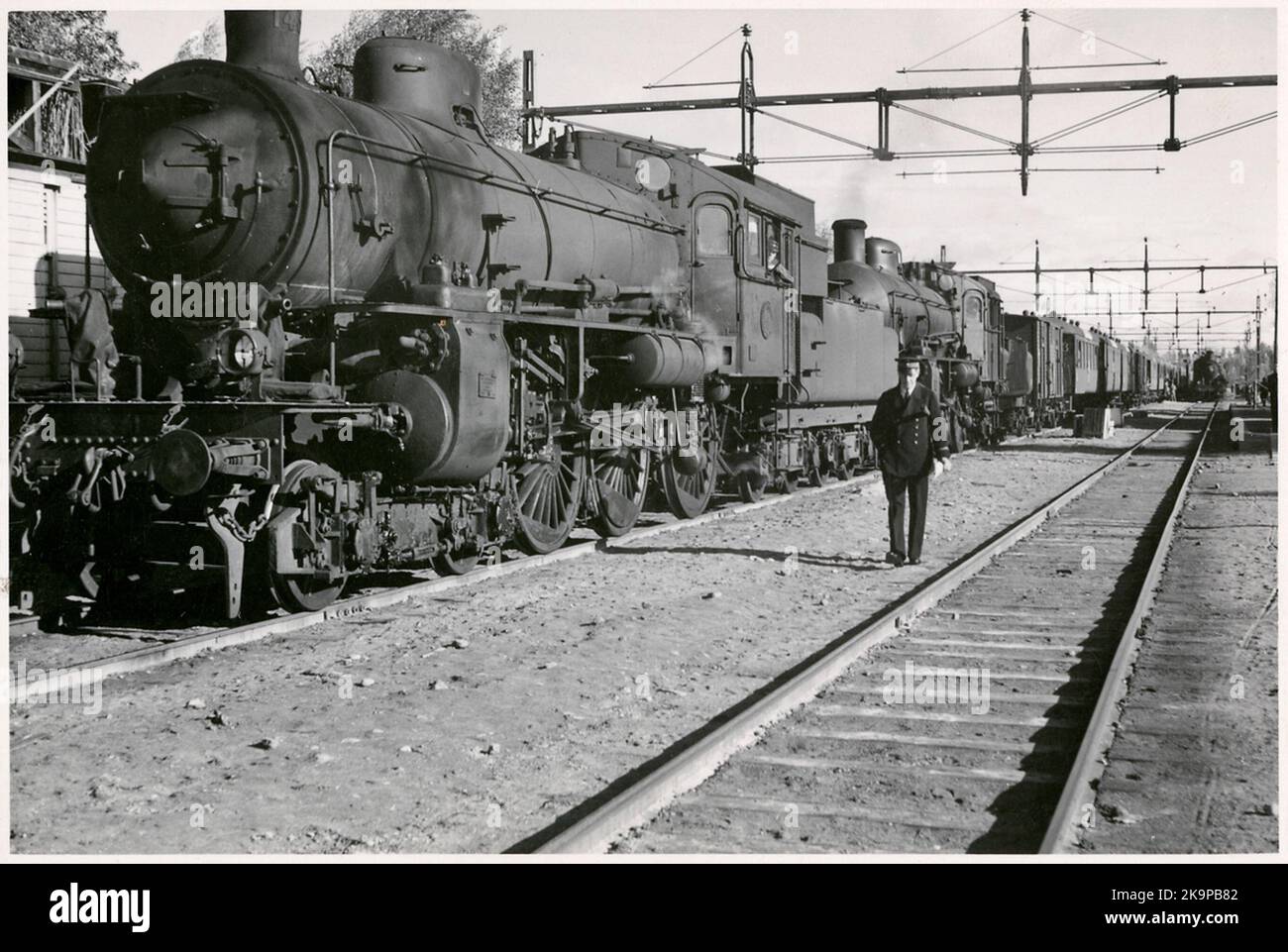 Steam locomotive at Bangård. Location unknown Stock Photo - Alamy