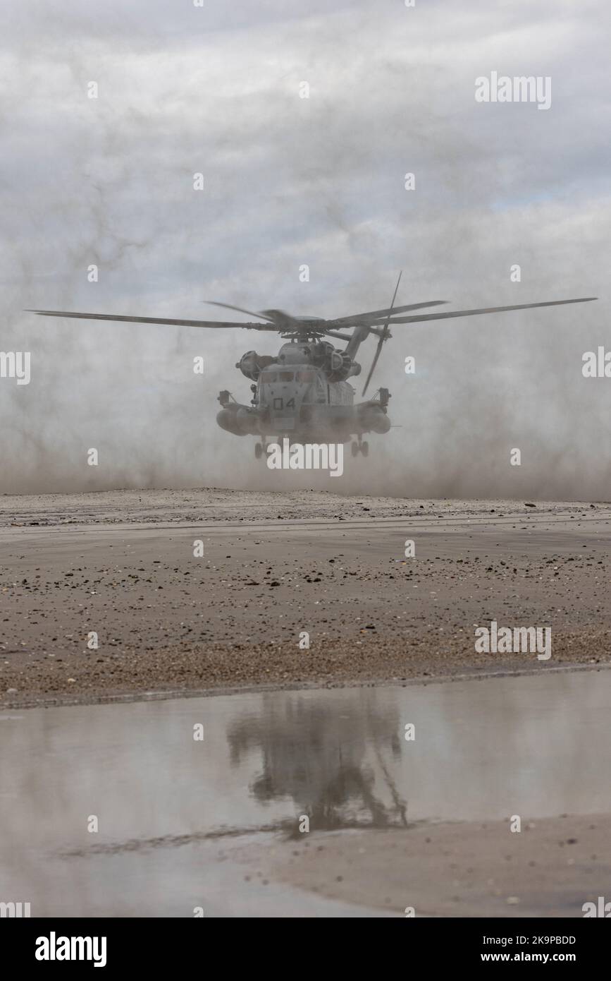 A U.S. Marine Corps CH-53E Super Stallion helicopter assigned to Marine ...