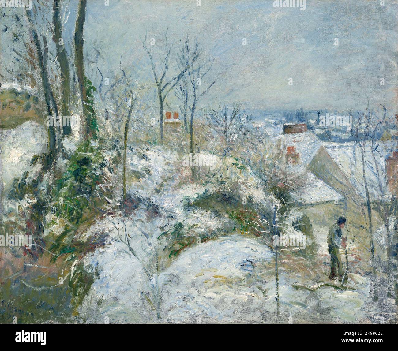 Rabbit Warren at Pontoise, Snow. Camille Pissarro. 1879 Stock Photo - Alamy