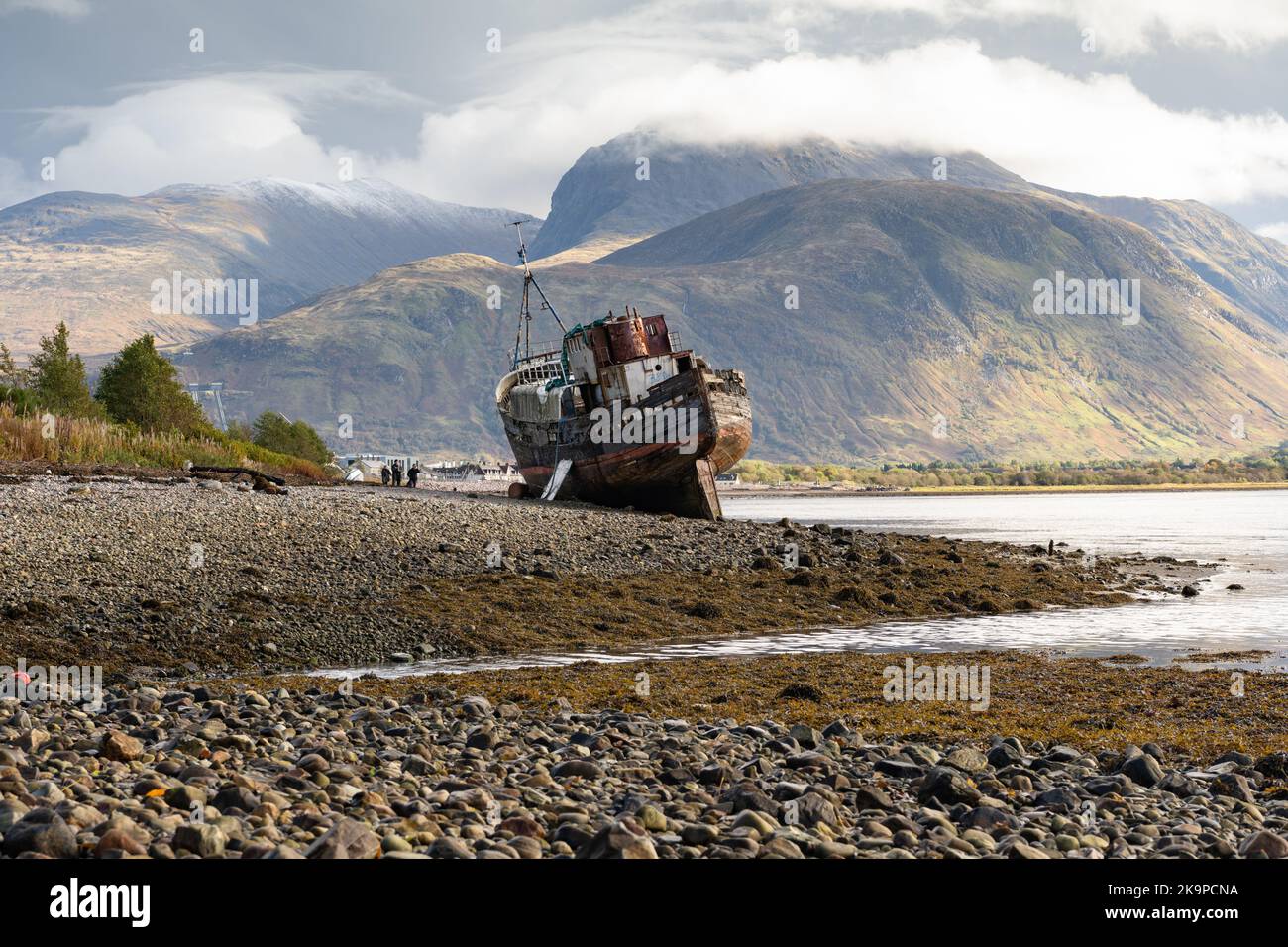 Corpach shipwreck with Ben Nevis behind, Corpach, Fort William, England ...