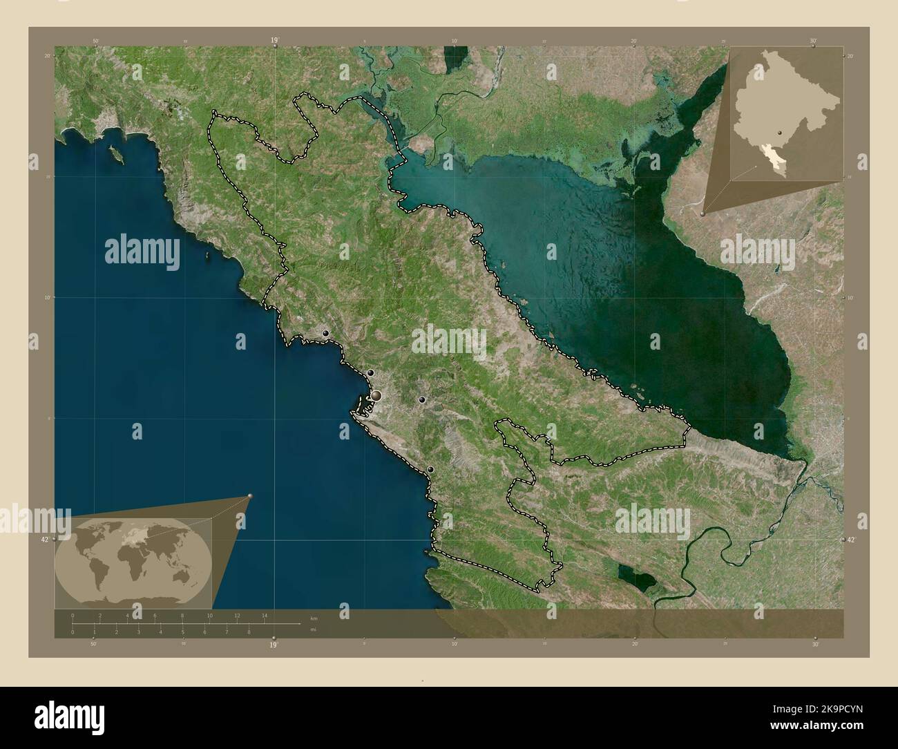 Bar, municipality of Montenegro. High resolution satellite map ...