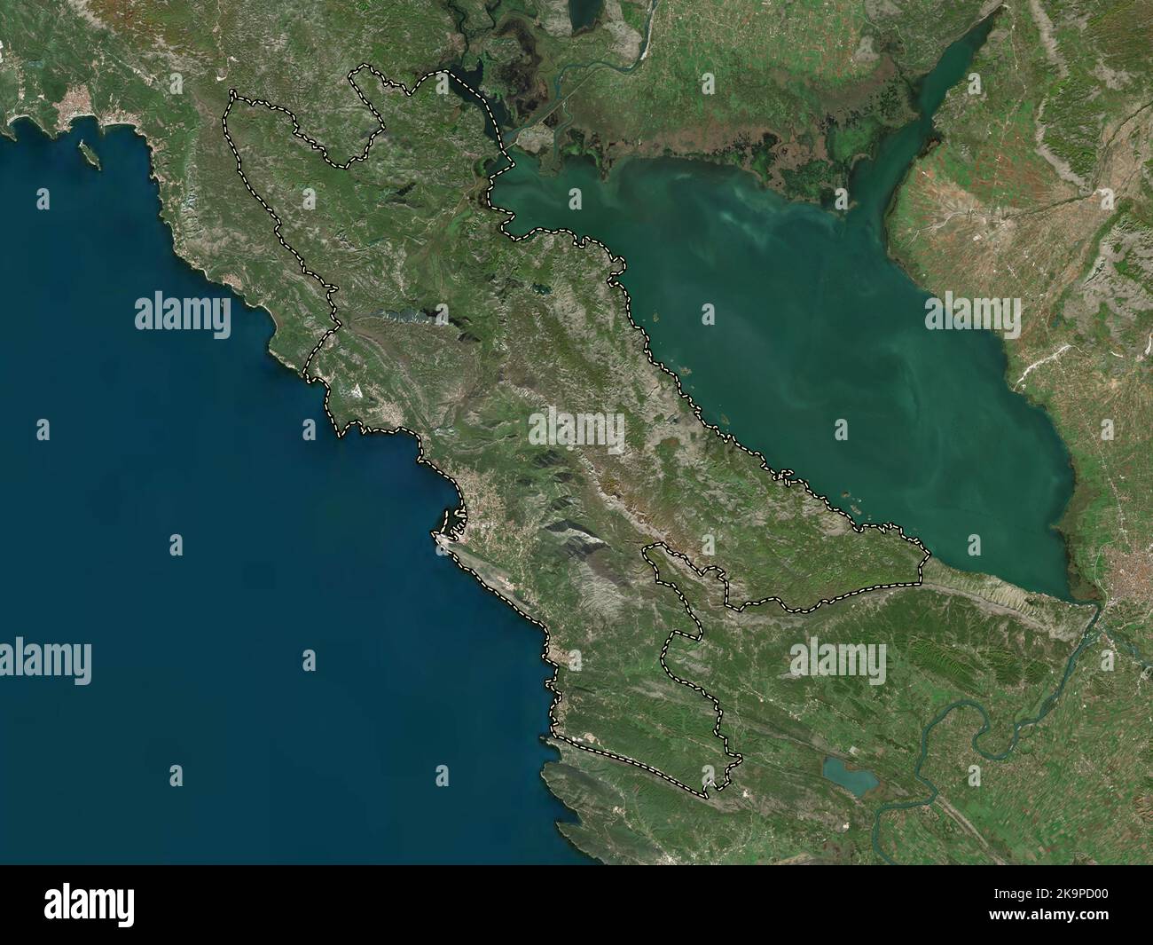 Bar, municipality of Montenegro. Low resolution satellite map Stock ...