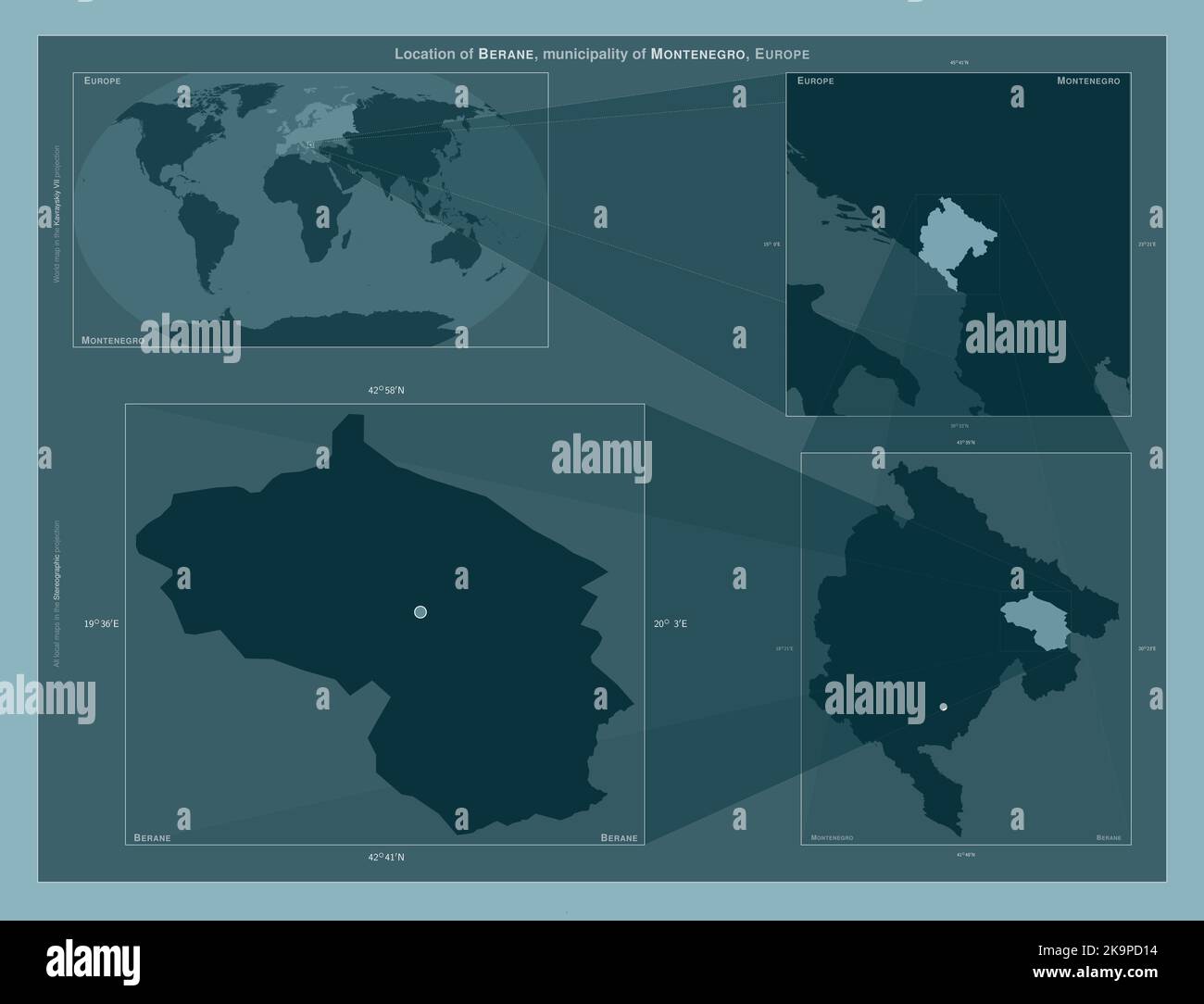 Berane, municipality of Montenegro. Diagram showing the location of the ...