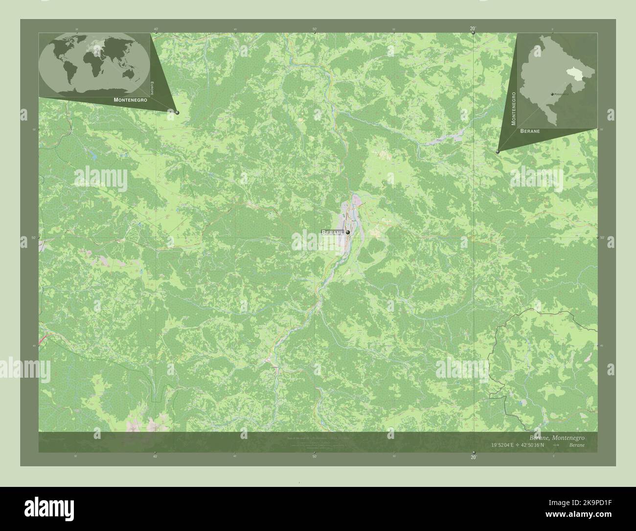 Berane, municipality of Montenegro. Open Street Map. Locations and ...