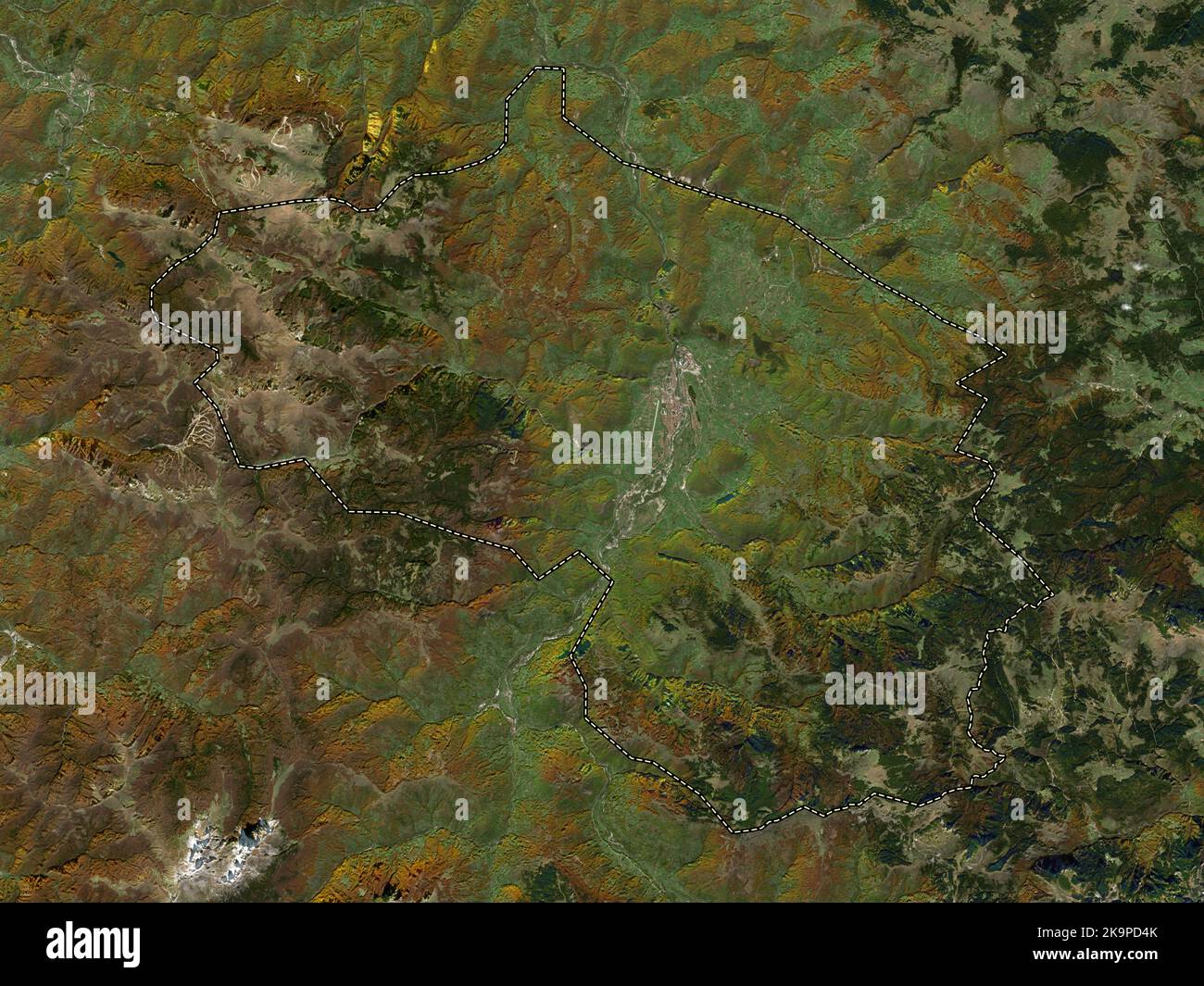 Berane, municipality of Montenegro. Low resolution satellite map Stock ...