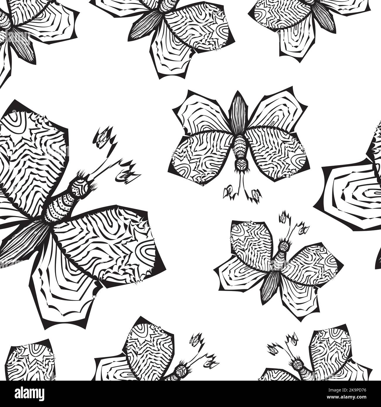 Seamless bright colorful butterflies pattern. Vector illustration Stock ...
