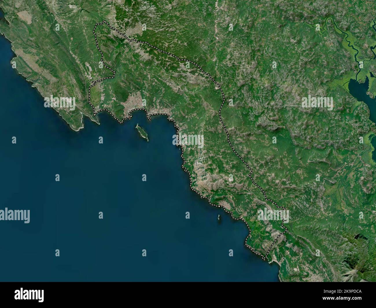 Budva, municipality of Montenegro. High resolution satellite map Stock ...