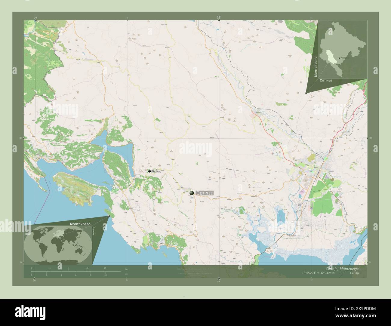 Cetinje, municipality of Montenegro. Open Street Map. Locations and ...