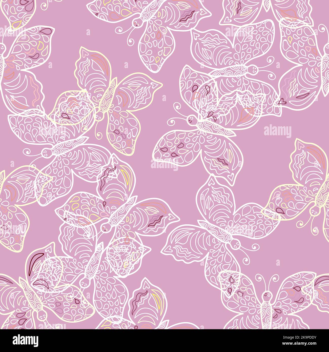 Seamless bright colorful butterflies pattern. Vector illustration Stock ...