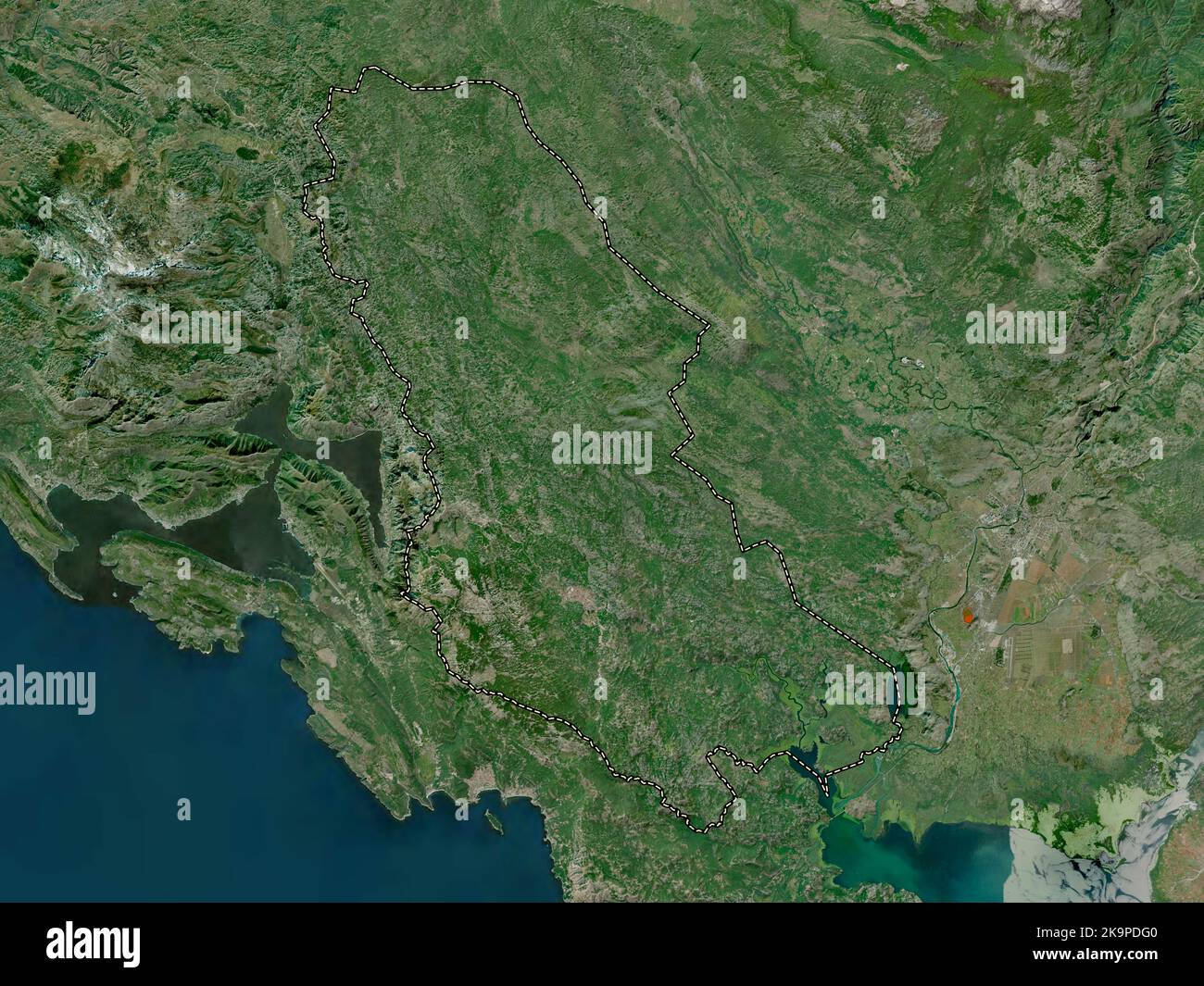 Cetinje, municipality of Montenegro. High resolution satellite map ...