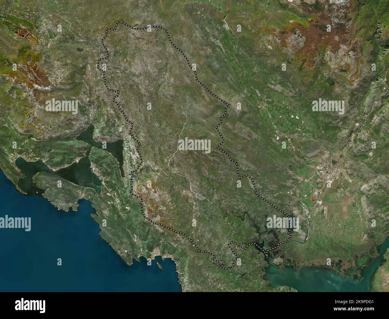 Cetinje, municipality of Montenegro. Low resolution satellite map Stock ...