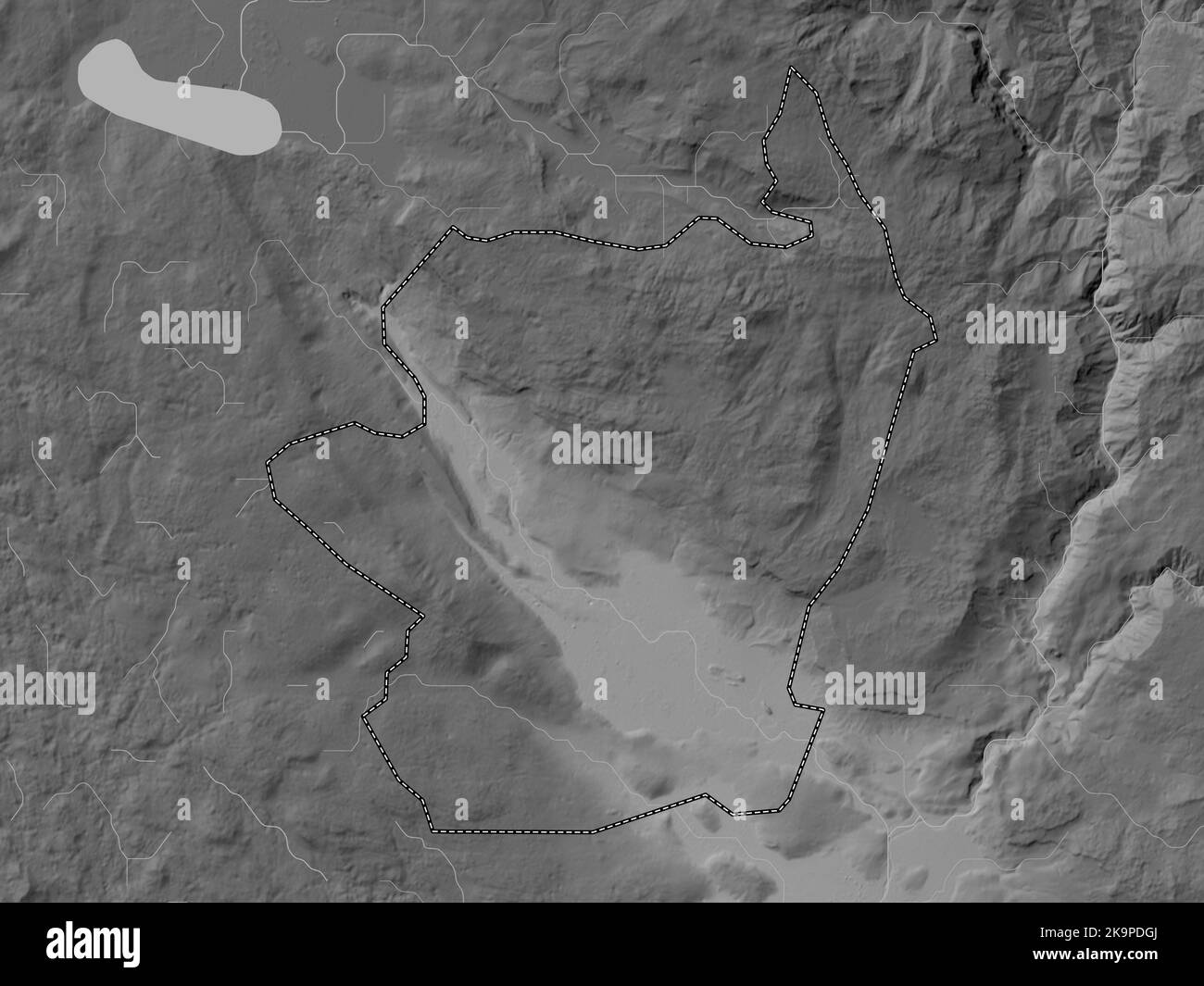 Danilovgrad, municipality of Montenegro. Grayscale elevation map with ...