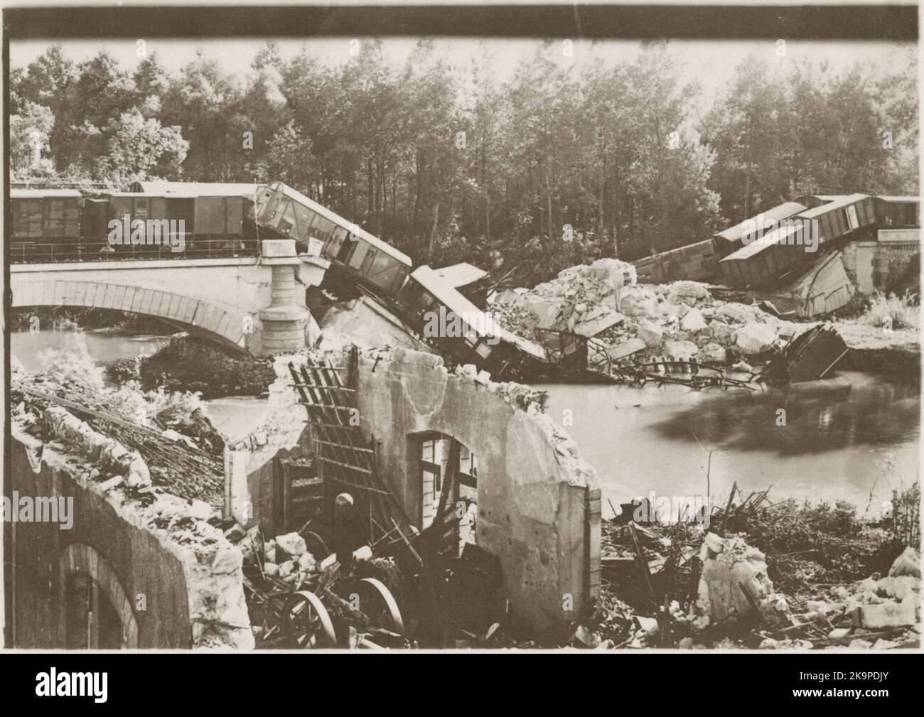 Railway bridge after Royal Air Force Bombing during World War II Stock ...